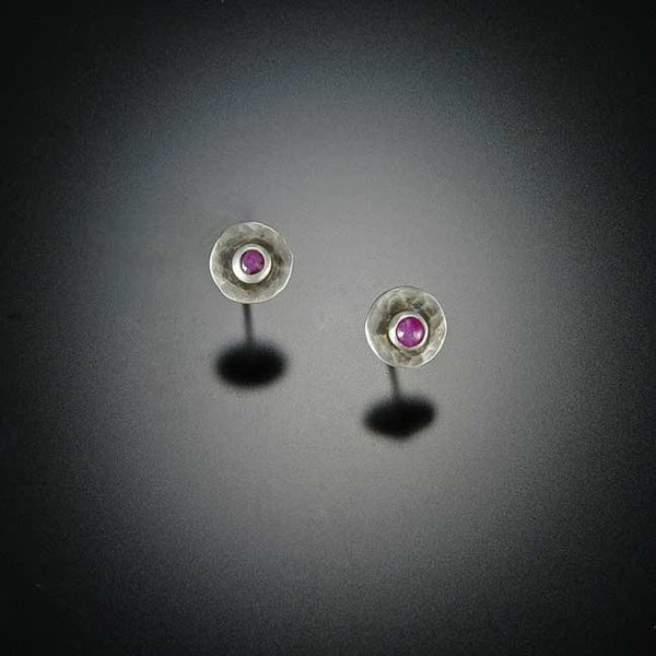 Ruby Disk Stud Earrings - Ananda Khalsa