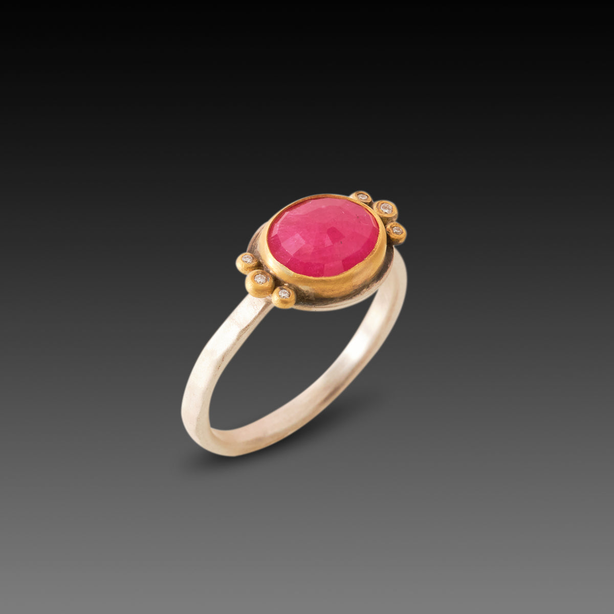 Rose Cut Ruby Ring with Diamonds - Ananda Khalsa