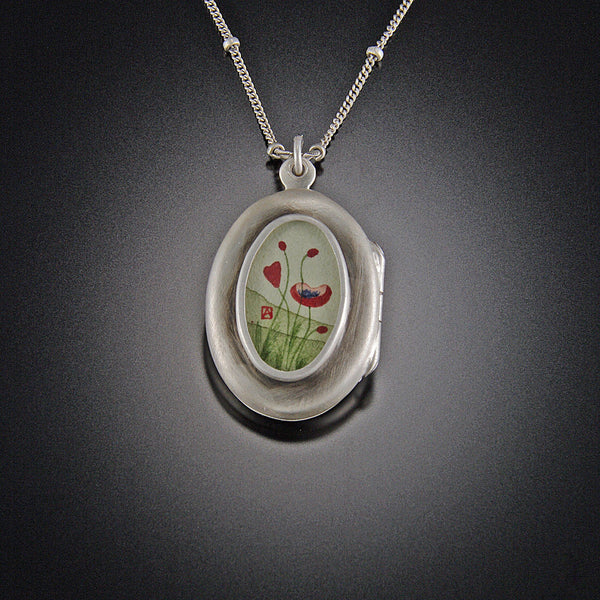Oval Poppy Locket - Ananda Khalsa