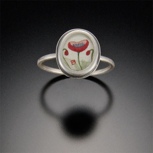 Tiny Oval Poppy Ring – Ananda Khalsa